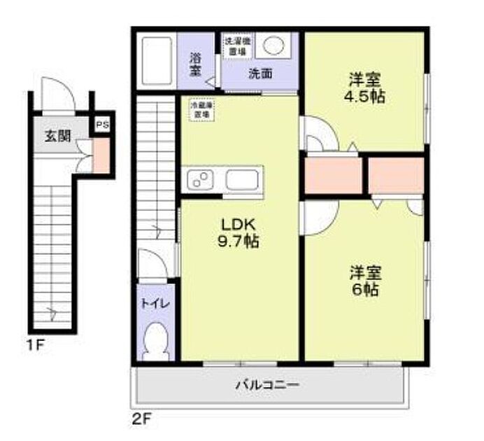 【ホームズ】Casa Brillante[2LDK/賃料16万円/2階/51.75㎡]。賃貸アパート住宅情報