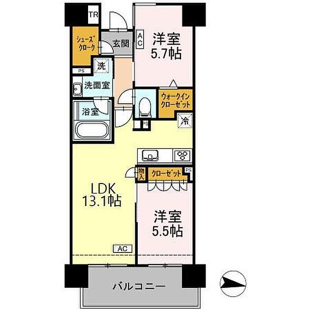 【ホームズ】でお部屋探し！プレミスト鍛冶町502号室 5階/502[2LDK/賃料16万円/57.6㎡]賃貸マンション住宅情報(物件番号:0132936-0076642、取扱い不動産会社 ...