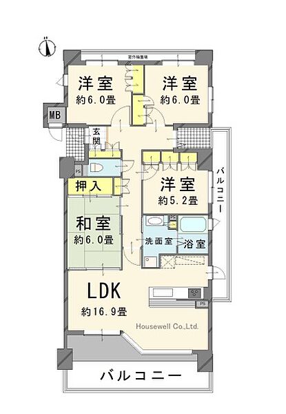 【ホームズ】〜広々した4LDK角部屋物件〜サーパス駅東通り 205｜小山市、JR東北本線 小山駅 徒歩7分の中古マンション